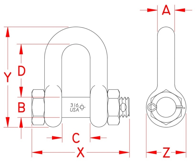 US Bolt Chain Shackle - Unicorn Stainless