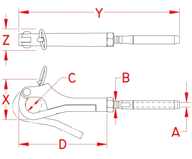 Pelican Hook with Swage Stud - Unicorn Stainless