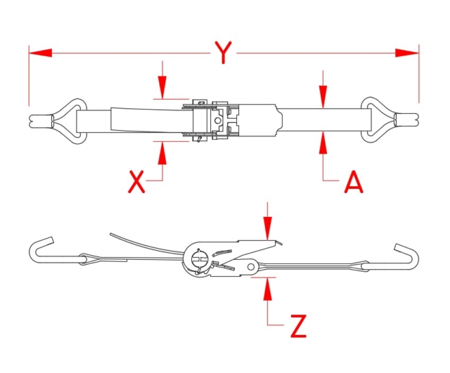 Ratchet Assembly with "J" Hooks - Unicorn Stainless