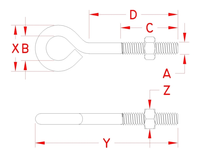 Stainless Eye Bolt Unwelded with Standard UNC Threads - Unicorn Stainless