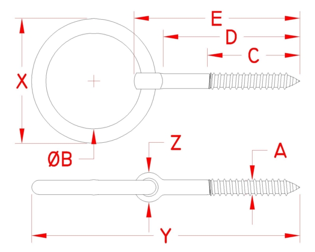 Stainless Lag Ring Bolt for Marine and Industrial Use - Unicorn Stainless
