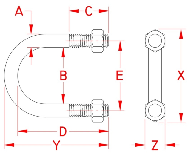 Stainless U Bolt Standard for Marine and Industrial Use - Unicorn Stainless