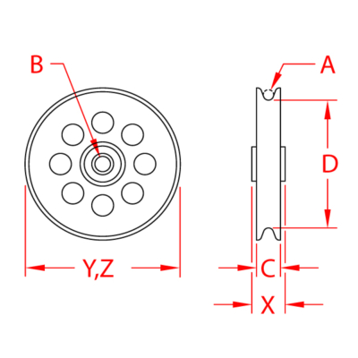 Stainless Wire Rope Sheave Bearing for 180 Degree Turns - Unicorn Stainless